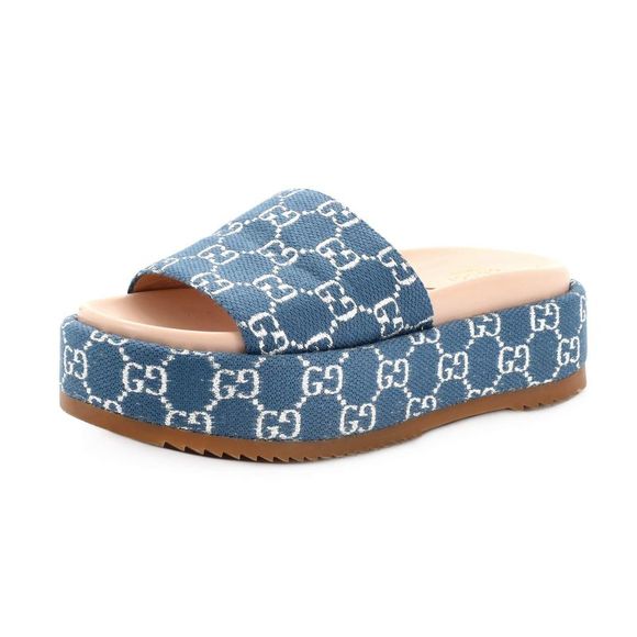 Gucci | Shoes | Gucci Womens Angelina Platform Slide Sandals Gg Canvas ...